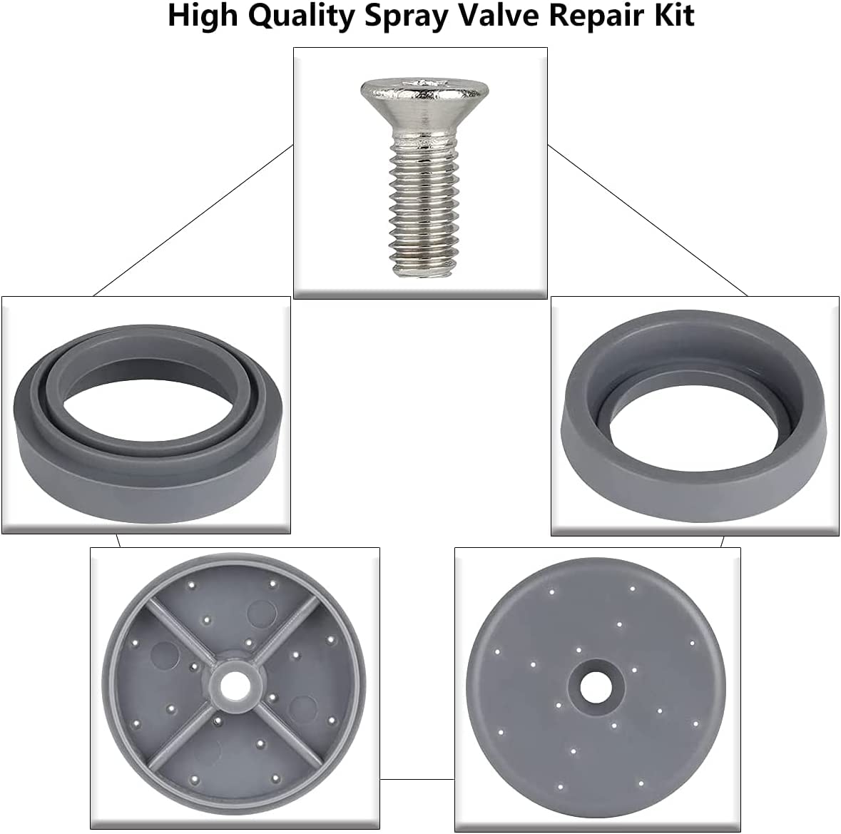 KANONEY 2 Pack Commercial Spray Valve Repair Kits for Commercial Sink Pre-Rinse Faucet Dish Sprayer Touch On Kitchen Sink Faucets 1.42 GPM Spray Face Bumper and Screw Repair Part, Grey