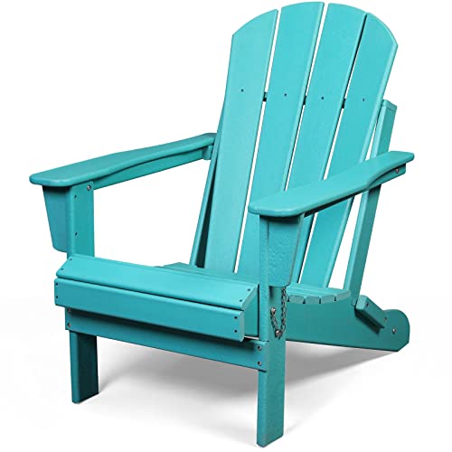 SFYLODS Folding Adirondack Chair Patio Chairs Lawn Chair Outdoor Chairs Heavy Duty Weather Resistant for Patio Deck Garden, Backyard Deck, Fire Pit & Lawn Furniture Porch and Lawn Seating - Turquoise