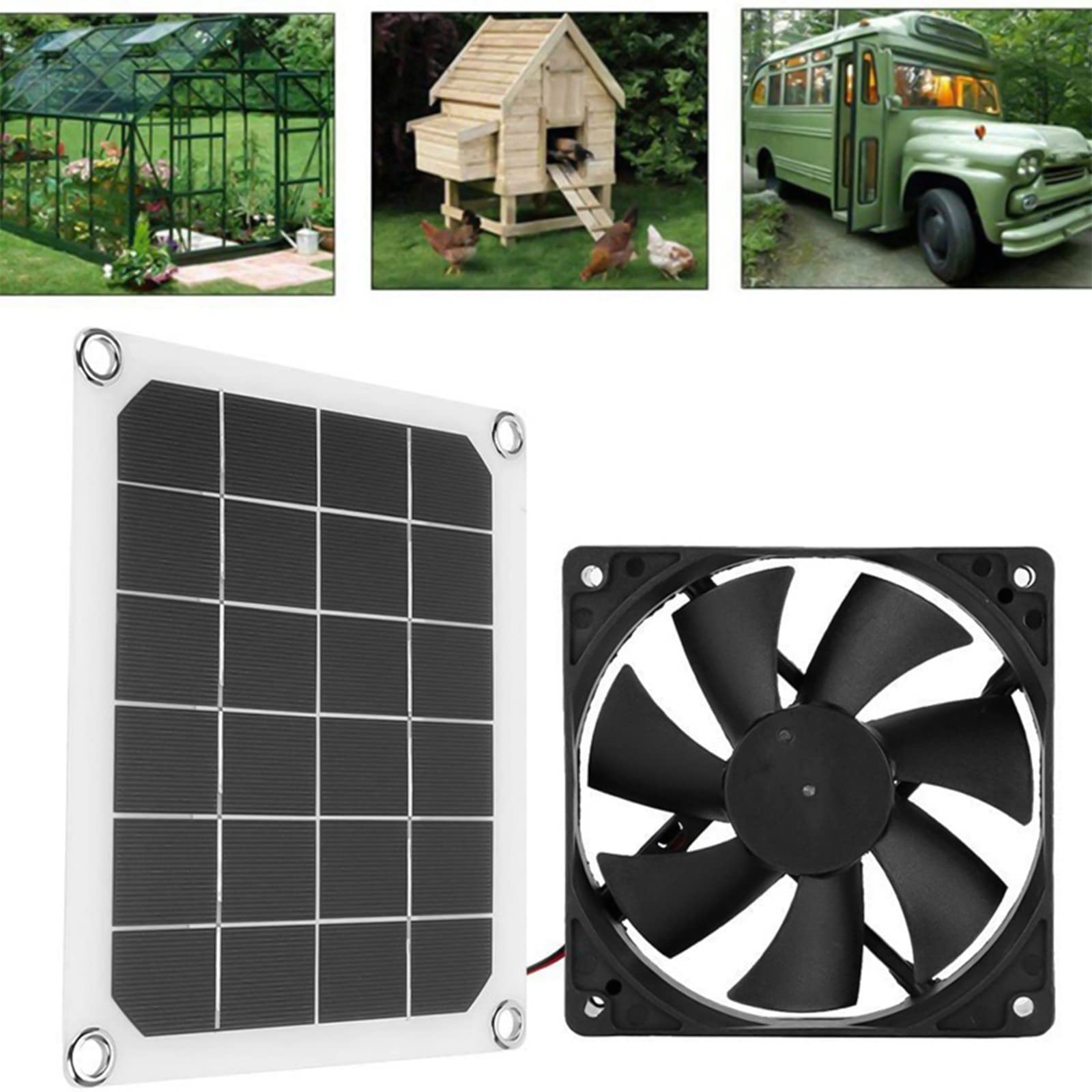 10W Solar Panel Powered Dual Fan, Waterproof Portable Outdoor Solar Exhaust Ventilation Fan for Greenhouse, Chicken Coops, Dog House, Window Exhaust, RV, Easy Installation