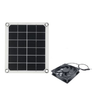 10W Solar Panel Powered Dual Fan, Waterproof Portable Outdoor Solar Exhaust Ventilation Fan for Greenhouse, Chicken Coops, Dog House, Window Exhaust, RV, Easy Installation