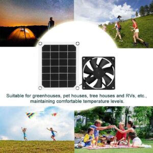 10W Solar Panel Powered Dual Fan, Waterproof Portable Outdoor Solar Exhaust Ventilation Fan for Greenhouse, Chicken Coops, Dog House, Window Exhaust, RV, Easy Installation