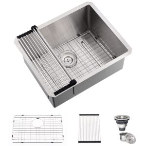 stainless steel undermount utility sink-hovheir 24"x19"x12" deep undermount stainless steel laundry sink undermount kitchen sink 16 gauge single bowl laundry room sink outdoor sink