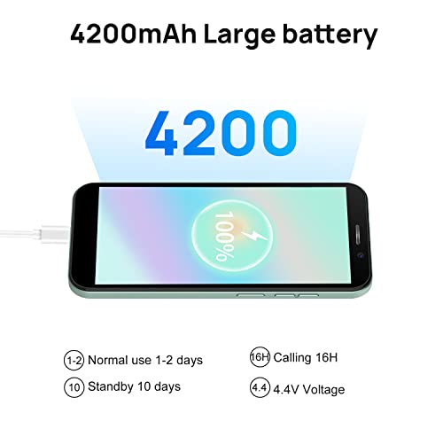 DOOGEE X97 Android 12 Smartphone,6.0" HD Screen,Dual 4G Unlocked Android Phones,AI Double Camera,Triple Card Slots,4200mAh Battery,3GB+16GB Unlocked Phones,Face Unlock Phone-Green