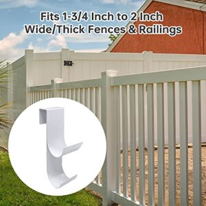 Jantens Set of 2 Vinyl Fence Hooks, Heavy Duty Fence Hooks for Pool Poles, Pool Brush, Pool Skimmer, Pool Hose and Other Pool Equipment, Fits 1-3/4 inch to 2-inch Fence or Railing, White