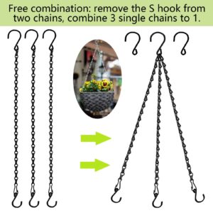 RIFNY Hanging Chains with Hooks, 10 Pieces 19 Inch Black Chain for Hanging Bird Feeders Planters Baskets Billboards Lanterns Wind Chimes Ornaments Outdoor/Indoor Use（19inch 10pcs