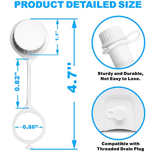 Drain Plug caps, for Igloo Cooler Threaded Drain Plug Caps with Tether. Cooler Replacement Parts. Replacement Cooler Threaded Drain caps. White Cooler Drain Plug Cover. Compatible with Igloo.Set of 2.