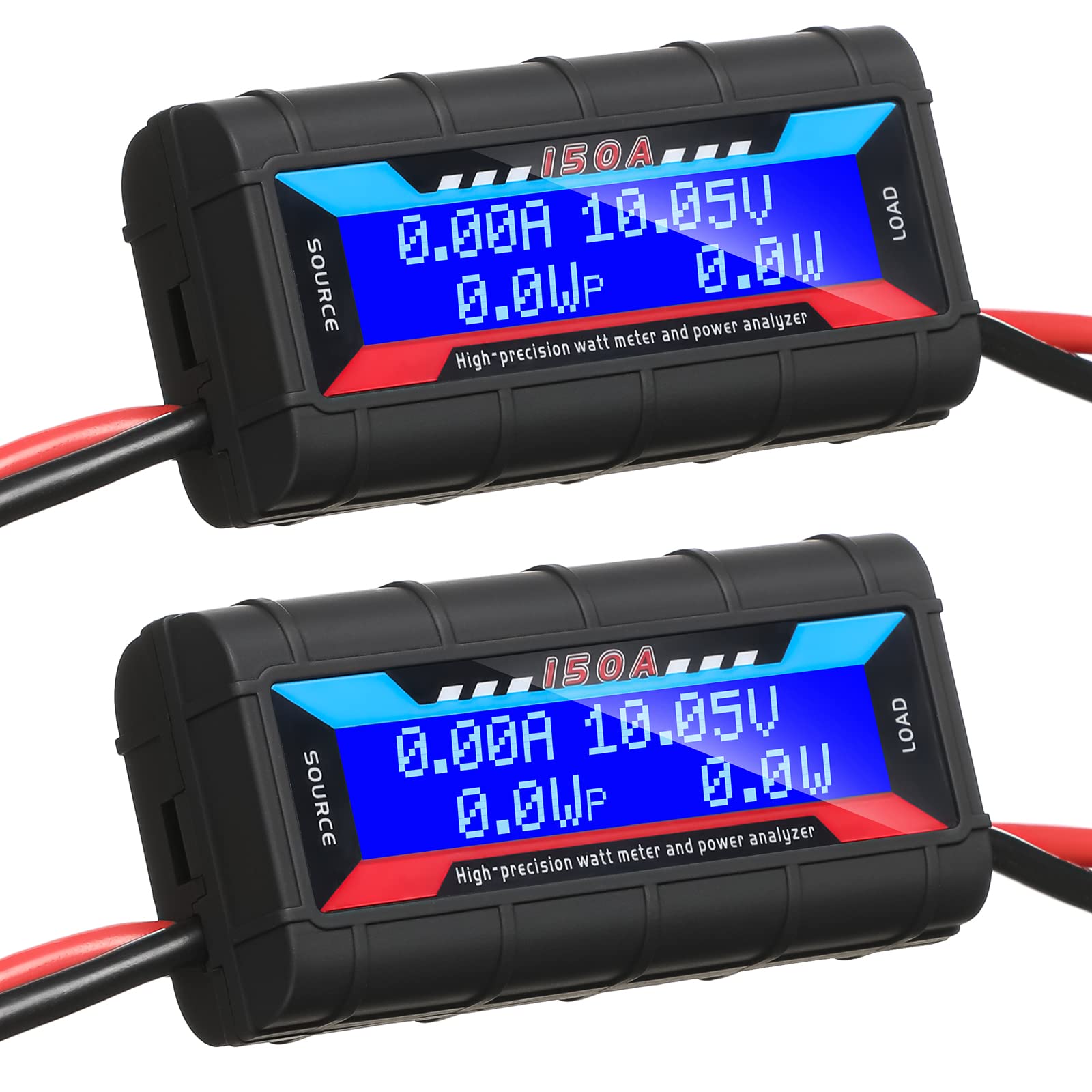 Yunsailing 2 Pcs High Precision Watt Meter Power Analyzer Battery Consumption Performance Monitor Power Monitor with Backlight Digital LCD Screen(No 45 Amp Power Grade Connector, 150a/60v)