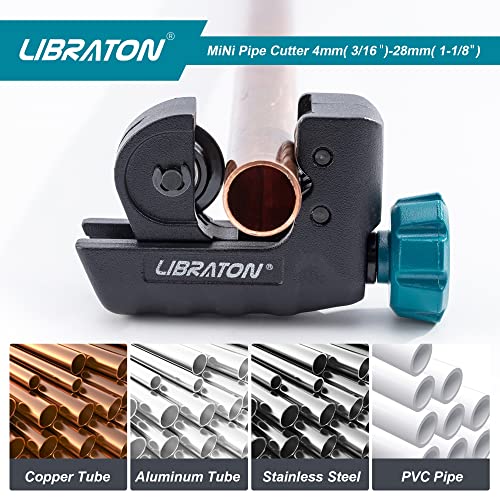 Libraton Tubing Cutter 3/16" to 1-1/8", Mini Tube Cutter, Copper Cutter, Heavy Duty Mini Pipe Cutter, Copper Tube Cutter with Replacement Blade for Copper, Aluminum,Thin Stainless Steel Pipe