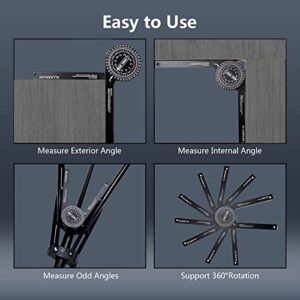 Smolder Miter Saw Protractor, 7.3” Aluminum Angle Finder for Woodworking Metalworking and All Building Trades (Protractor with Laser Engraved)