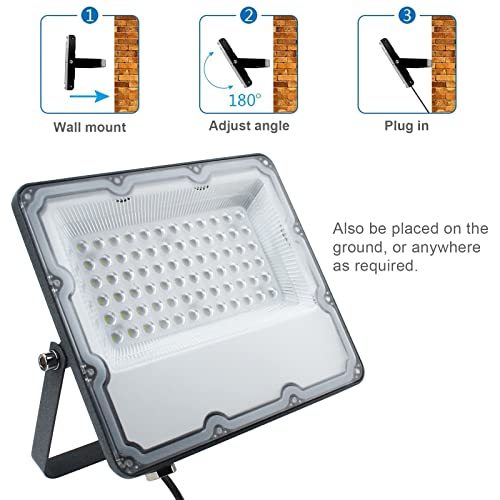 Indmird 2 Pack 100W Led Outdoor Flood Light, Outdoor Security Light, Led Stadium Lights, for Yard, Stadium, Playground, Lawn,Garden, Garages,Basketball Court