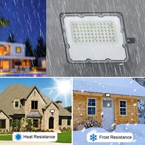 Indmird 2 Pack 100W Led Outdoor Flood Light, Outdoor Security Light, Led Stadium Lights, for Yard, Stadium, Playground, Lawn,Garden, Garages,Basketball Court