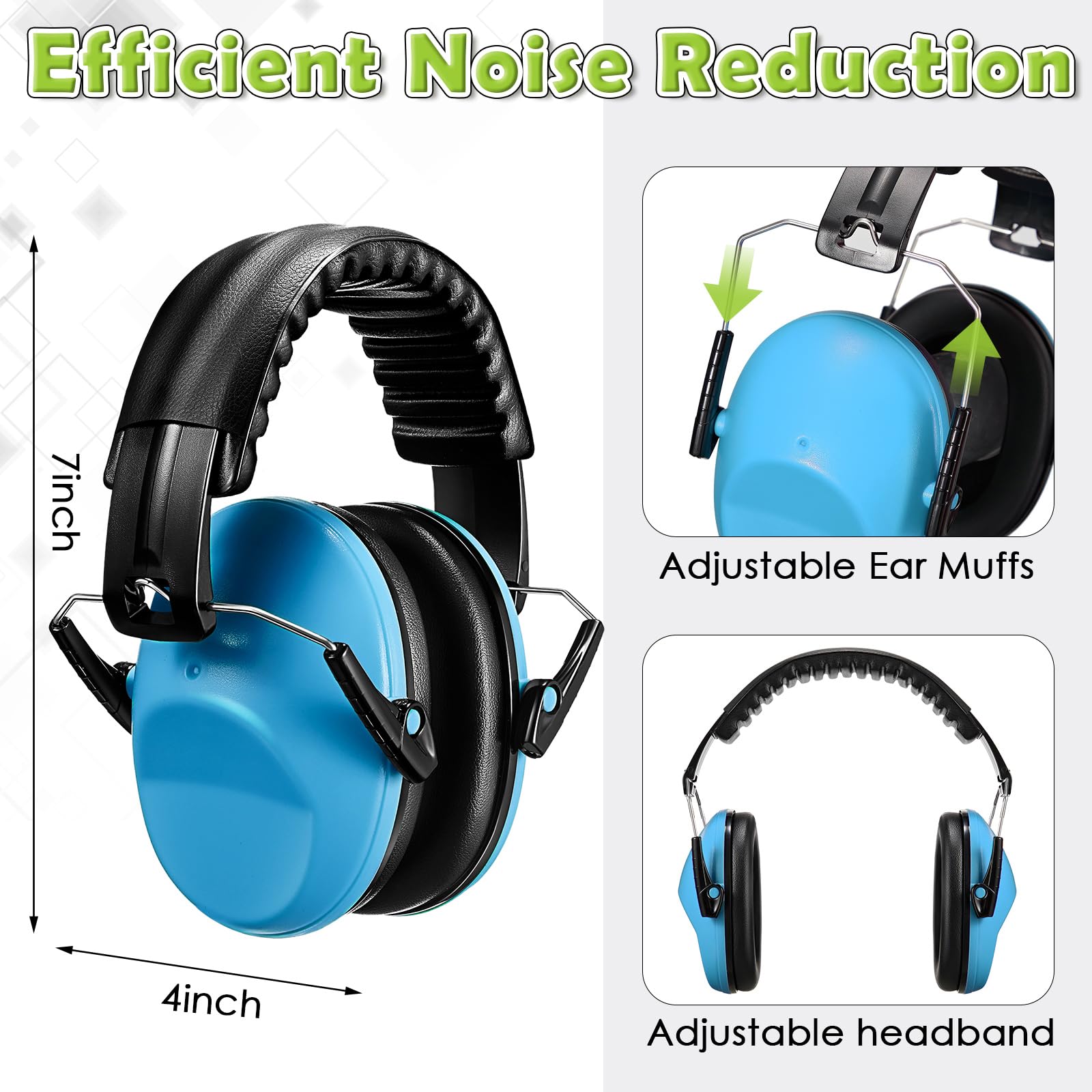 4 Pack Kids Ear Protection Earmuffs Hearing Adjustable for Noise Reduction for Toddlers 27NRR Noise Cancelling Earmuffs (Blue, Green, Pink, Black)