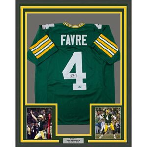 framed facsimile autographed brett favre 33x42 green bay green reprint laser auto football jersey size men's xl