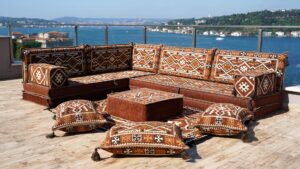 8" thickness brown corner floor seating set, pallet cushion set, modular design floor cushion, garden sofa set, indoor sofa set, futon sofa bed (l sofa full set)