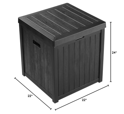 Vandue Modern Home La Jolla Weatherproof Outdoor 51 Gallon Storage Deck Box w/Lid (Black)