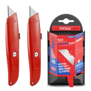 diyself 2pack utility knife box cutter retractable and 100pack box cutter blades