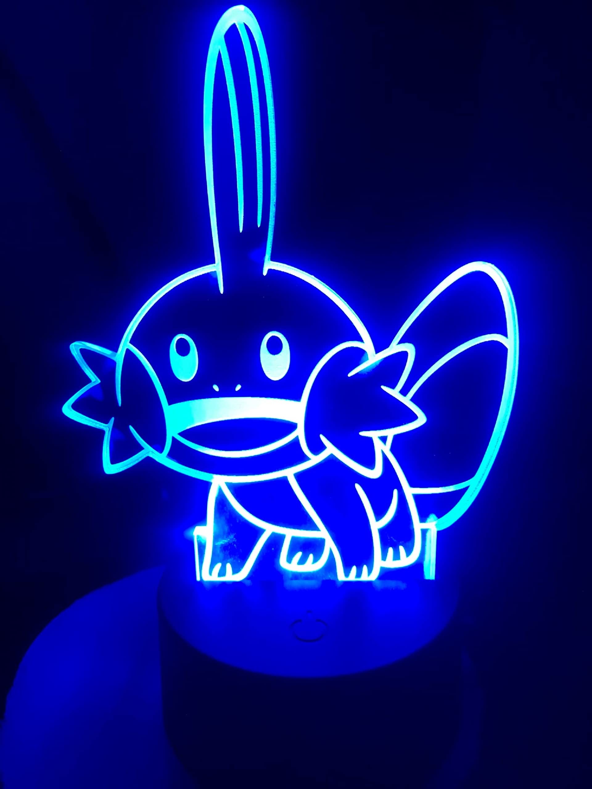 Custom Engraved Acrylic Mudkip LED Sign with light up base