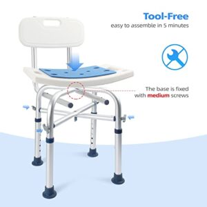 Shower Chair with Back 500lb, Boiarc Bariatric Shower Chair with Shower Head Holder, Anti-Slip Shower Bench for Inside Bathtub Stool for Seniors, Elderly, Disabled, Handicap (Shower Chair with Back)