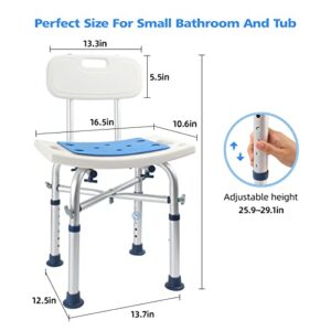 Shower Chair with Back 500lb, Boiarc Bariatric Shower Chair with Shower Head Holder, Anti-Slip Shower Bench for Inside Bathtub Stool for Seniors, Elderly, Disabled, Handicap (Shower Chair with Back)