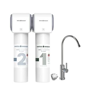 weiss wasser ultra-filtration under sink water filter, reduces lead, chlorine, bad taste & odor, under counter water filter direct connect to kitchen faucet, with dedicated faucet,wu2.sh01