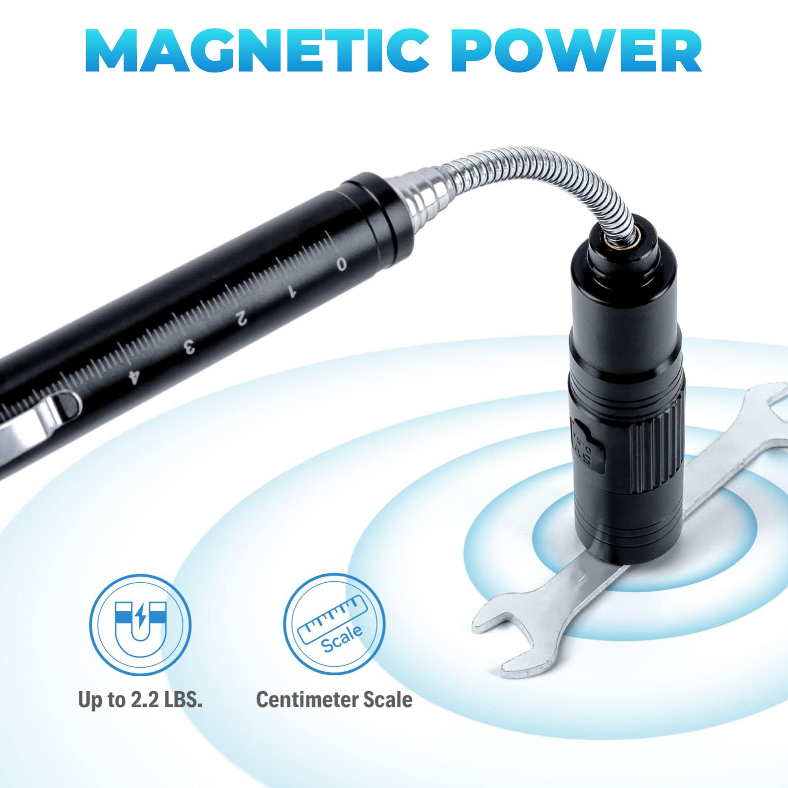 MANWALD Rechargeable Magnetic Pickup Tool, Valentines Day Gifts for Men, Telescoping Magnetic Flashlights with Extendable Magnet Stick, Cool Gadgets Gifts for Men, Dad, Husband