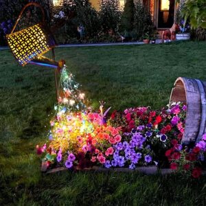 morestar solar watering can garden fairy lights outdoor decoration(multicolor),decorative solar lights waterproof hanging solar lantern hummingbird gift for mom grandmom birthday for patio yard decor