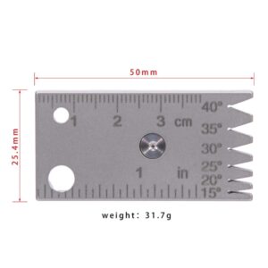 TACRAY Titanium Bevel Gauge for Knife and Axe (Angle Protractor Range 15°-40°), Multi-FunctionalTools with Screwdrivers (T6/T8) and Small Straight Scale in Centimeters/Inches