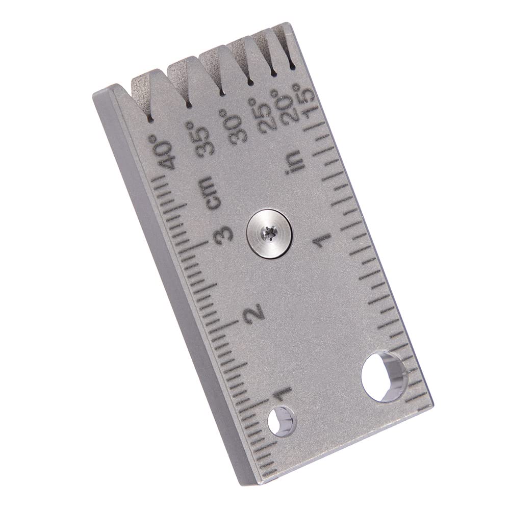 TACRAY Titanium Bevel Gauge for Knife and Axe (Angle Protractor Range 15°-40°), Multi-FunctionalTools with Screwdrivers (T6/T8) and Small Straight Scale in Centimeters/Inches