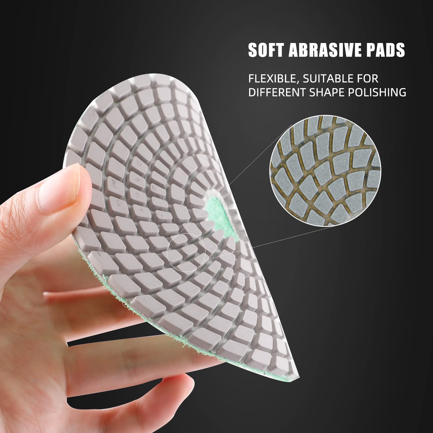 Diamond Wet Polishing Pads Set, 5 inch 15Pcs Pads for Granite Stone Concrete Marble Floor Grinder or Polisher, 50#-6000# with Hook & Loop Backing Holder Pads for Wet Polisher