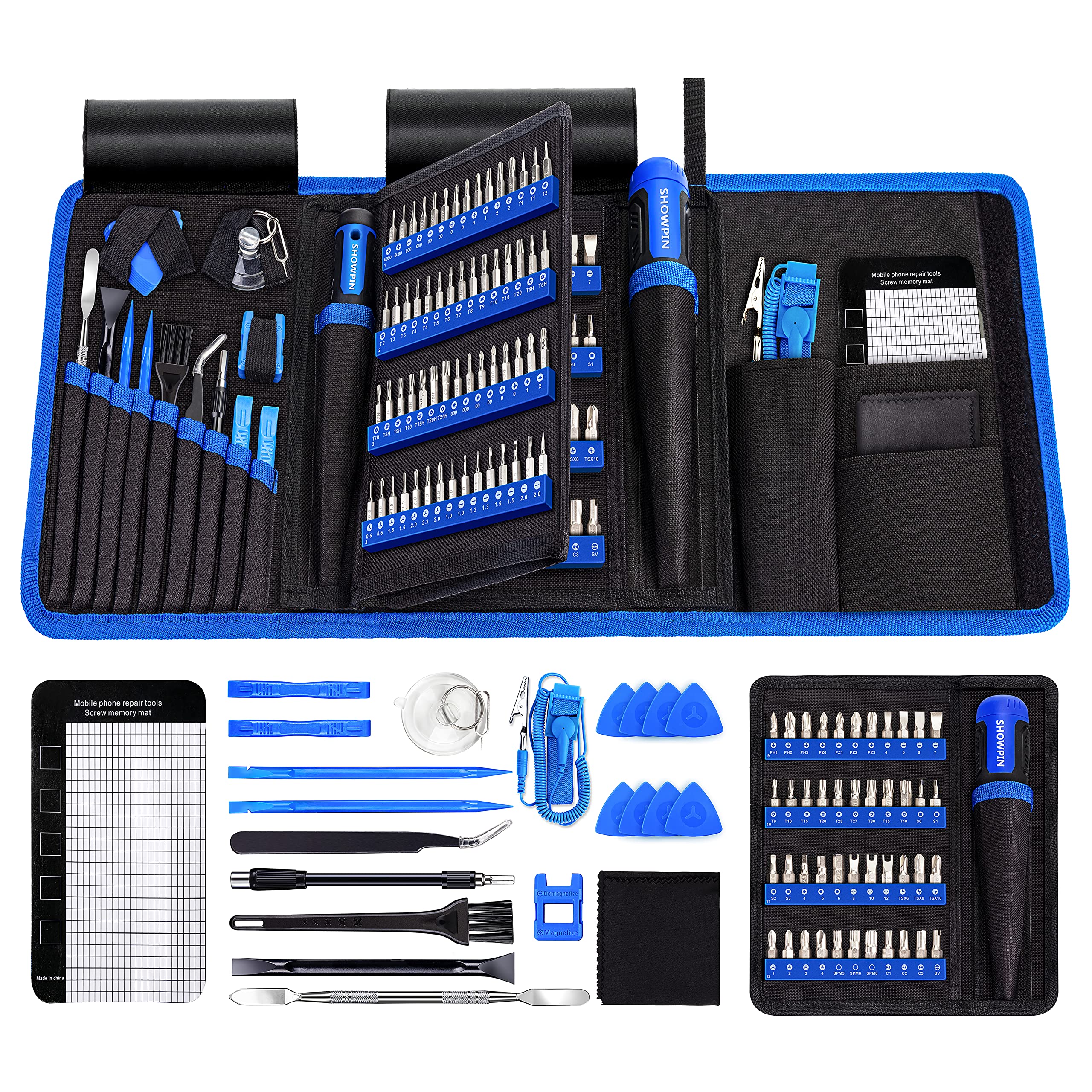 SHOWPIN Precision Repair Screwdriver Set: 191 in 1 Computer Repair Tool Kit with 164 Bits - Multi Screwdriver for Laptop PC Household Refrigerator Washing Machine Dryer HVAC