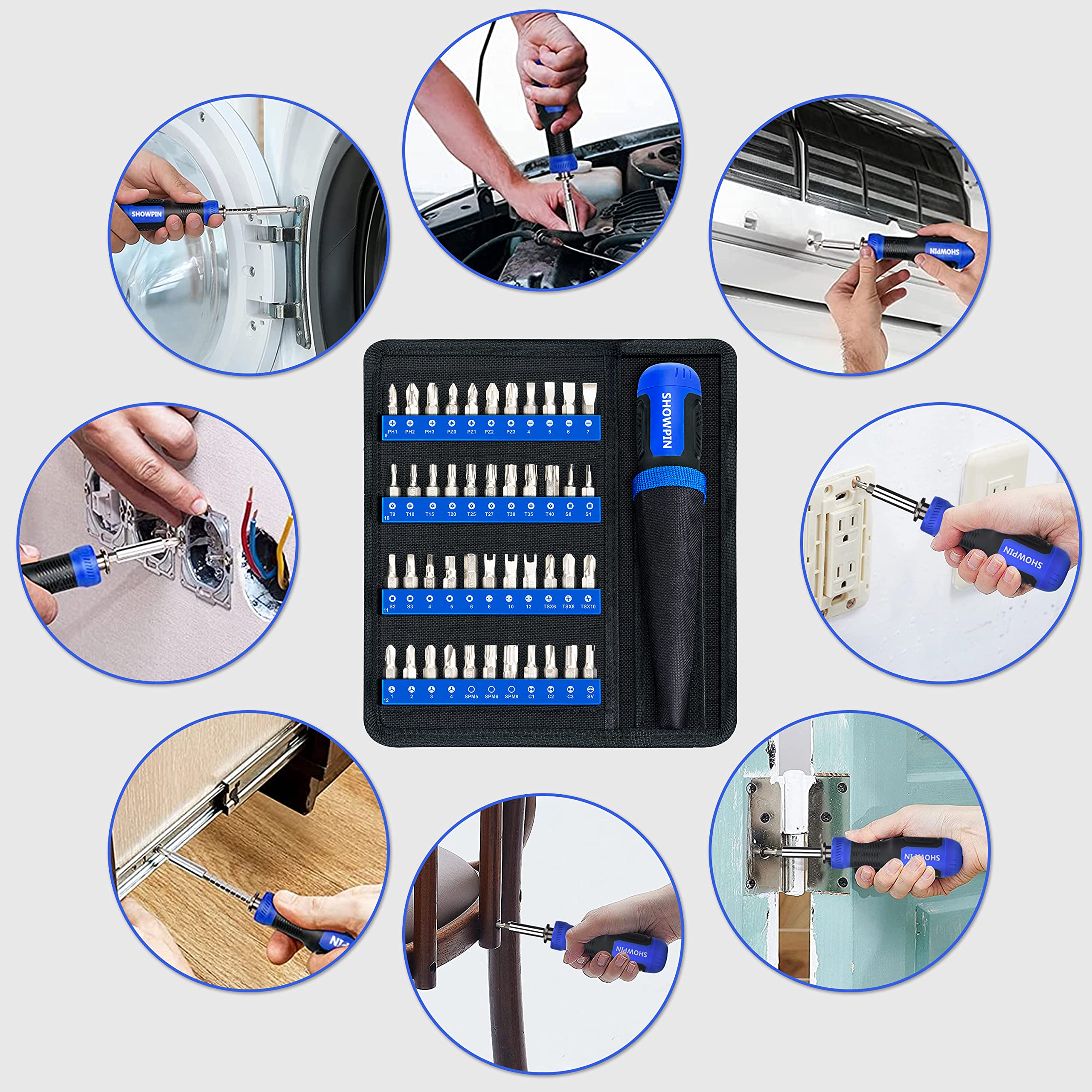 SHOWPIN Precision Repair Screwdriver Set: 191 in 1 Computer Repair Tool Kit with 164 Bits - Multi Screwdriver for Laptop PC Household Refrigerator Washing Machine Dryer HVAC