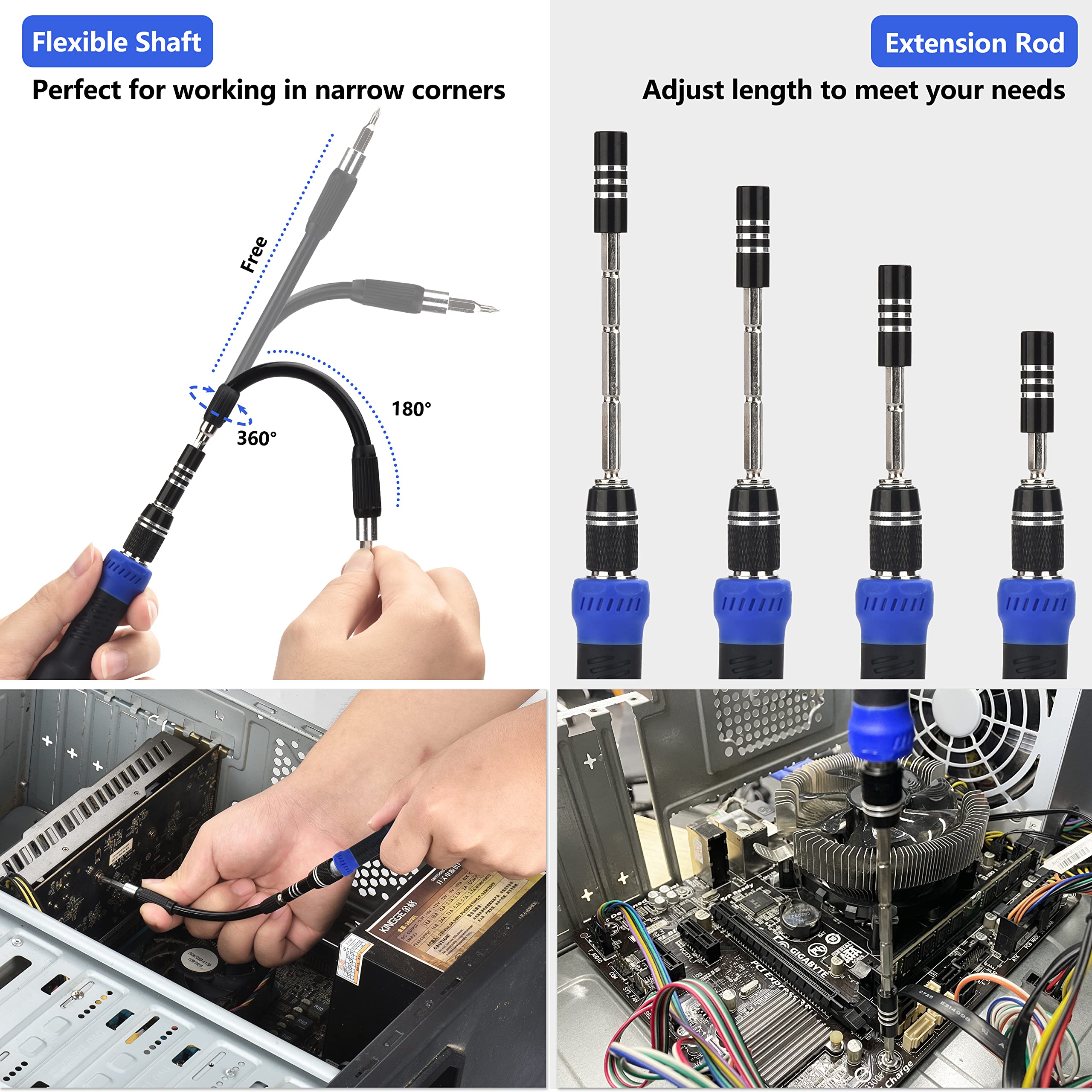 SHOWPIN Precision Repair Screwdriver Set: 191 in 1 Computer Repair Tool Kit with 164 Bits - Multi Screwdriver for Laptop PC Household Refrigerator Washing Machine Dryer HVAC