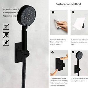 6 inch Shower Head with handheld, High Pressure 6" Rainfall Stainless Steel Shower Head/Handheld Shower with hose (Square, Matte Black)