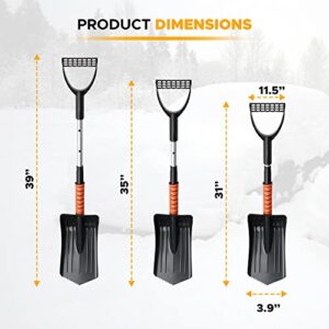 EcoNour 39" 6 in 1 Snow Shovel for Car | 270 Degree Rotating Snow Brush | Ice Scraper for Car Windshield | Scratch Free Extendable Snow Squeegee for Car, SUV, Truck Winter Car Accessories