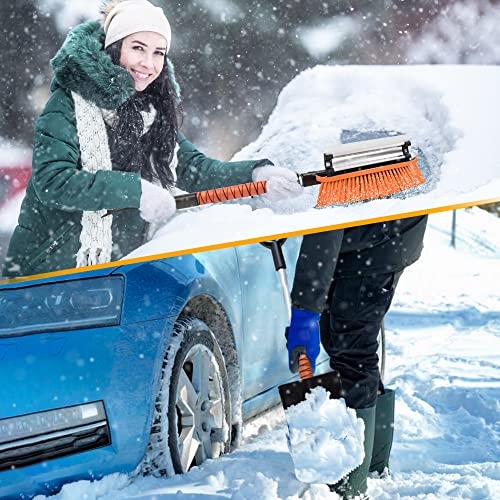 EcoNour 39" 6 in 1 Snow Shovel for Car | 270 Degree Rotating Snow Brush | Ice Scraper for Car Windshield | Scratch Free Extendable Snow Squeegee for Car, SUV, Truck Winter Car Accessories