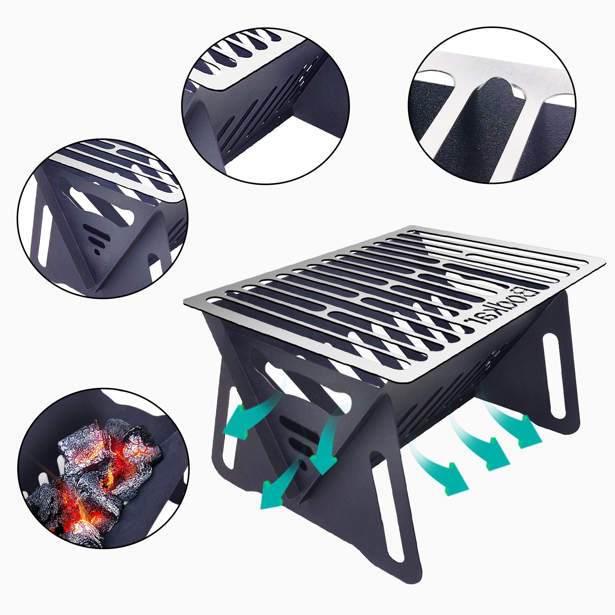 Bodkar Charcoal Grill, Small BBQ Grill Portable Lightweight smoker Grill, Barbecue Grill desk Tabletop Outdoor Grill for Camping Picnics Garden Beach Party 6"*4.6"*4.9"