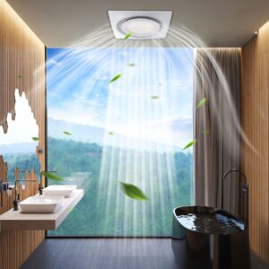 Bathroom Exhaust Fan with LED Light, Bathroom Fan with Light, Shower Ceiling Ventilation, Ultra Quiet Bathroom Fan 1.0 Sones 110 Cfm, White Ventilation Fan For Bathroom/Shower/Restroom/Office