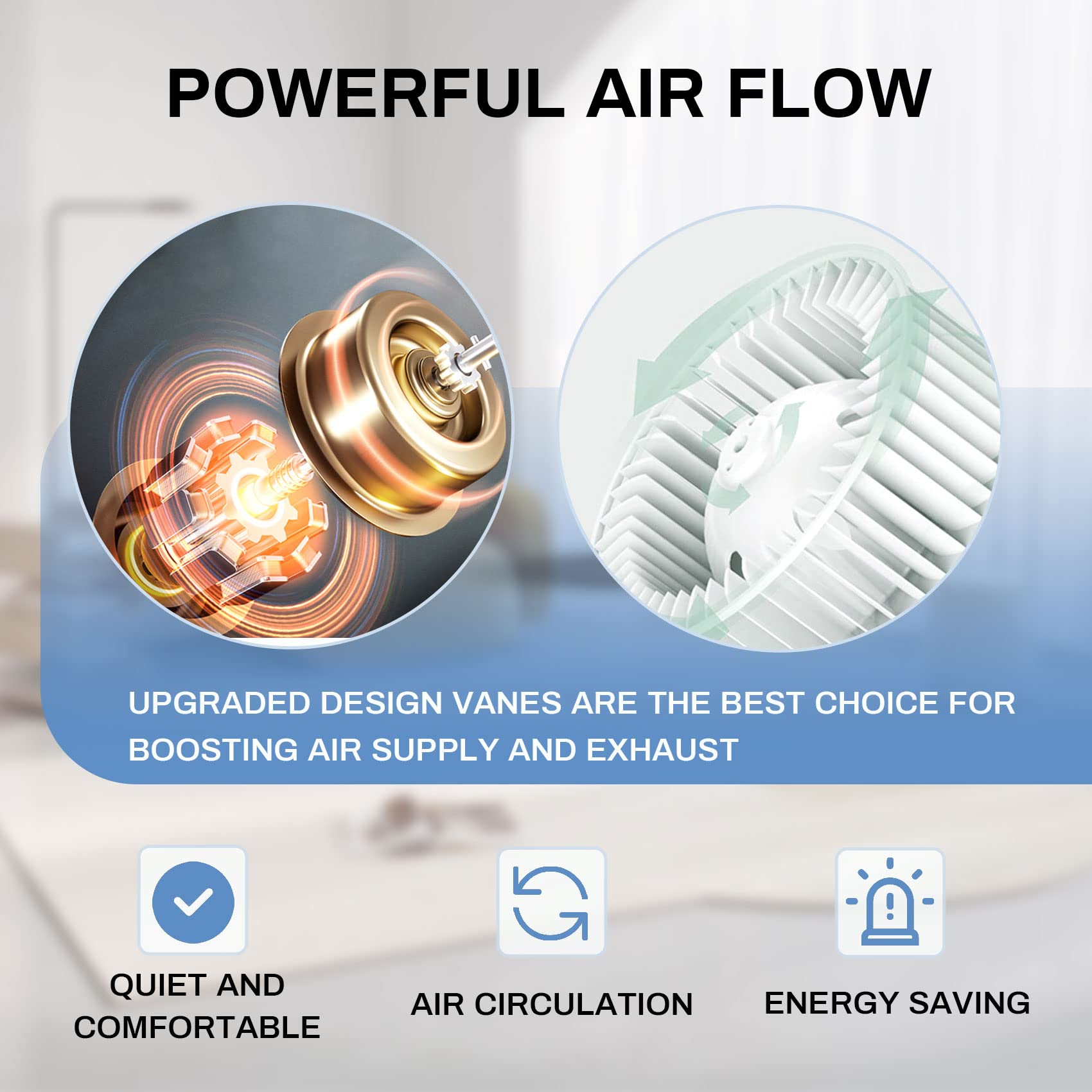 Bathroom Exhaust Fan with LED Light, Bathroom Fan with Light, Shower Ceiling Ventilation, Ultra Quiet Bathroom Fan 1.0 Sones 110 Cfm, White Ventilation Fan For Bathroom/Shower/Restroom/Office