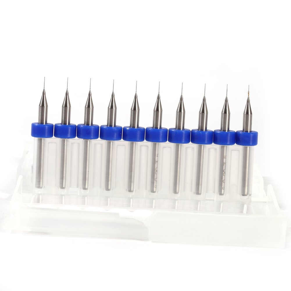 10pcs PCB Drill Bit Set, 0.7mm Micro Drill Bits 1/8" Shank Tungsten Carbide Rotary Tool for Print Circuit Board Stone CNC Engraving (0.7mm)