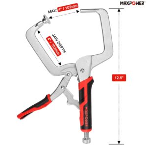 MAXPOWER 12.5-Inch Pocket Hole Clamp, 2 Pack Right Angle Clamp for Woodworking and Pocket Hole Joinery