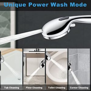 Rysdin High Pressure Shower Head, 10 Modes handheld Shower Head, Power Wash to Clean Tub, Tile&Pets, 4.7" Rain ShowerHead with Extra Long 71 Inches Stainless Steel Hose, Adjustable Bracket