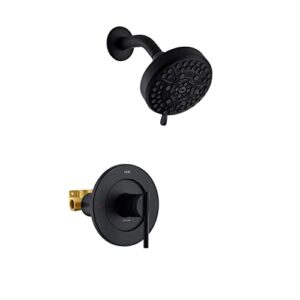 kenes matte black single handle shower faucet, modern shower trim kit with 10-spray, rainfall shower system bathroom shower trim systems wall mount, ke-6019b-2 (shower valve included)