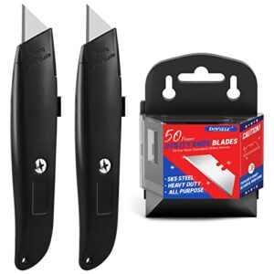 diyself 2pack utility knife box cutter retractable and 50pack utility knife blades box cutter blades