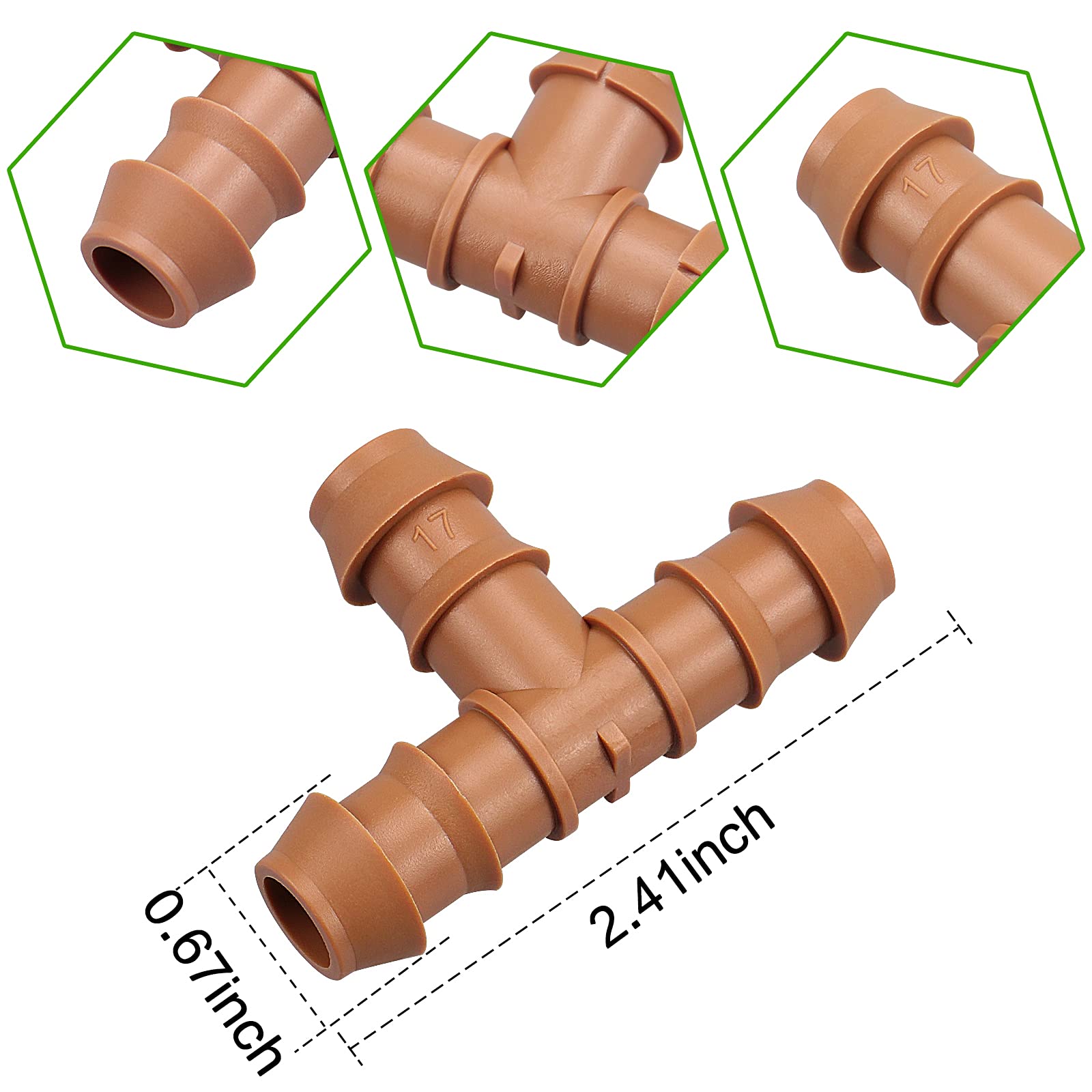 Jayee Drip Irrigation Barbed Fittings Set, Including 25 Tees,25 Elbows and 30 Couplings, Barbed Connectors for Universal 1/2 Inch Drip tubing or Sprinkler System