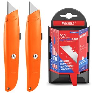 diyself 2pack utility knife box cutter retractable and 100pack box cutter blades