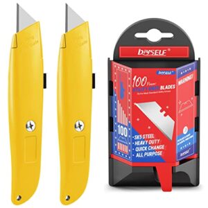 diyself 2pack utility knife box cutter retractable and 100pack box cutter blades