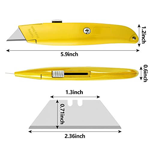 DIYSELF 2Pack Utility Knife Box Cutter Retractable and 100Pack Box Cutter Blades