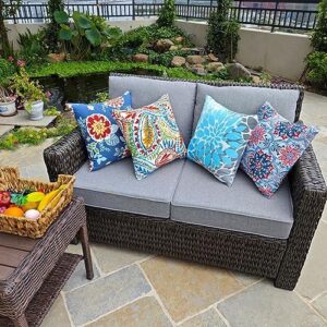 JMGBird Outdoor Pillows Waterproof Set of 2 Outdoor Throw Pillows with Insert Included 18×18 Inch Outdoor Pillows for Patio Furniture