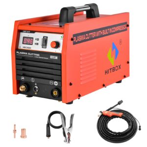 hitbox 40 amp plasma cutter with built-in air compressor 220v digital inverter igbt clean cut plasma cutting machine hbc8000pro