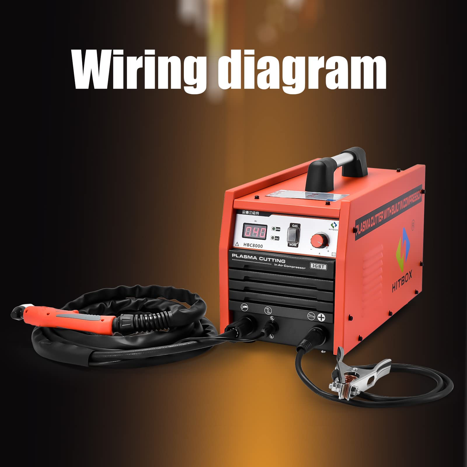 HITBOX 40 Amp Plasma Cutter with Built-In Air Compressor 220V Digital Inverter IGBT Clean Cut Plasma Cutting Machine HBC8000PRO